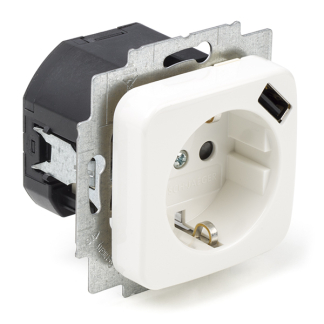 Stopcontact met USB | Busch-Jaeger | Reflex (Inbouw, Randaarde, Wit ...