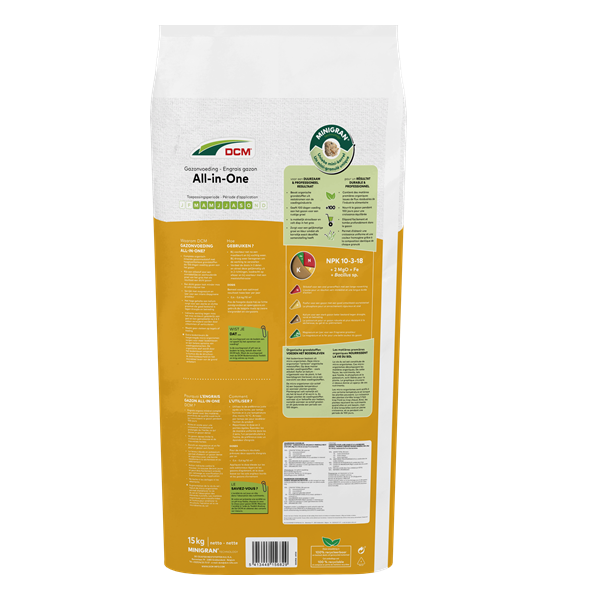 Gazonvoeding all-in-one | DCM | 300 m² (15 kg, MINIGRAN®, Anti onkruid ...