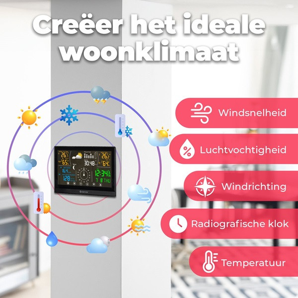 Weerstation | Denver | Binnen en buiten (8-in-1 buitensensor, Klok ...