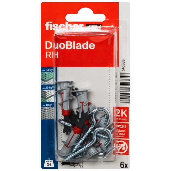 Gipsplaatplug met ronde haak | Fischer DuoBlade | 6 stuks (Kruiskop ...