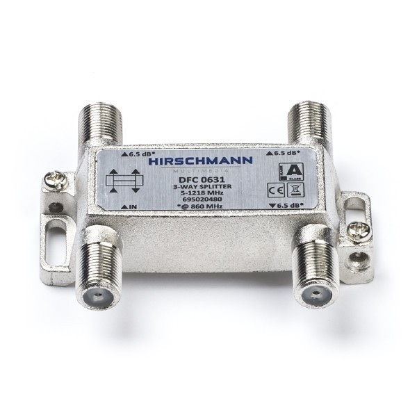 F connector splitter - Hirschmann (3-weg, 6.5 dB, Ziggo gecertificeerd ...