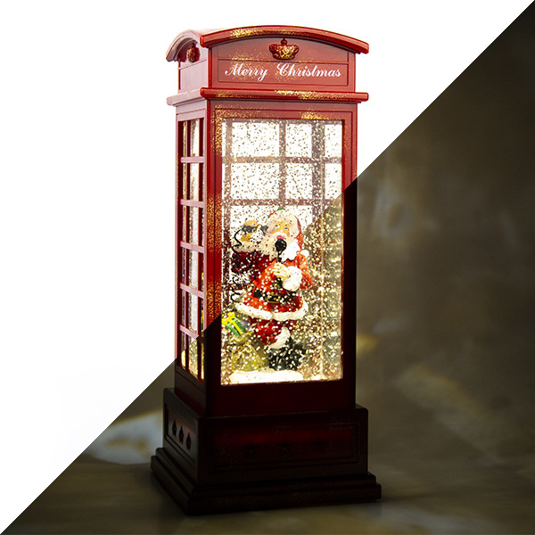 Kerstlantaarn telefooncel met kerstman - Konstsmide - 25 cm (LED ...