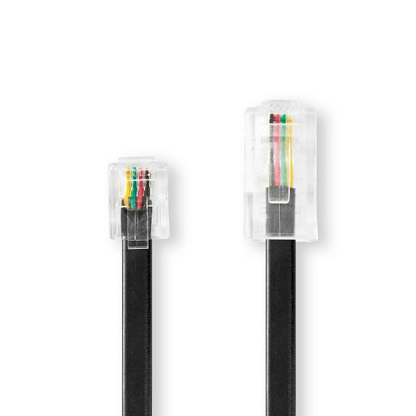 Telefoonkabel - RJ11 naar RJ45 - 5 meter (VoIP, Zwart) Nedis Kabelshop.nl