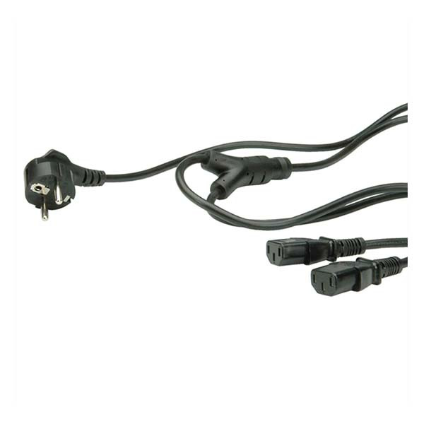 C13 kabel | Roline | 2 meter (2 x C13, Haaks, Zwart) Roline Kabelshop.nl